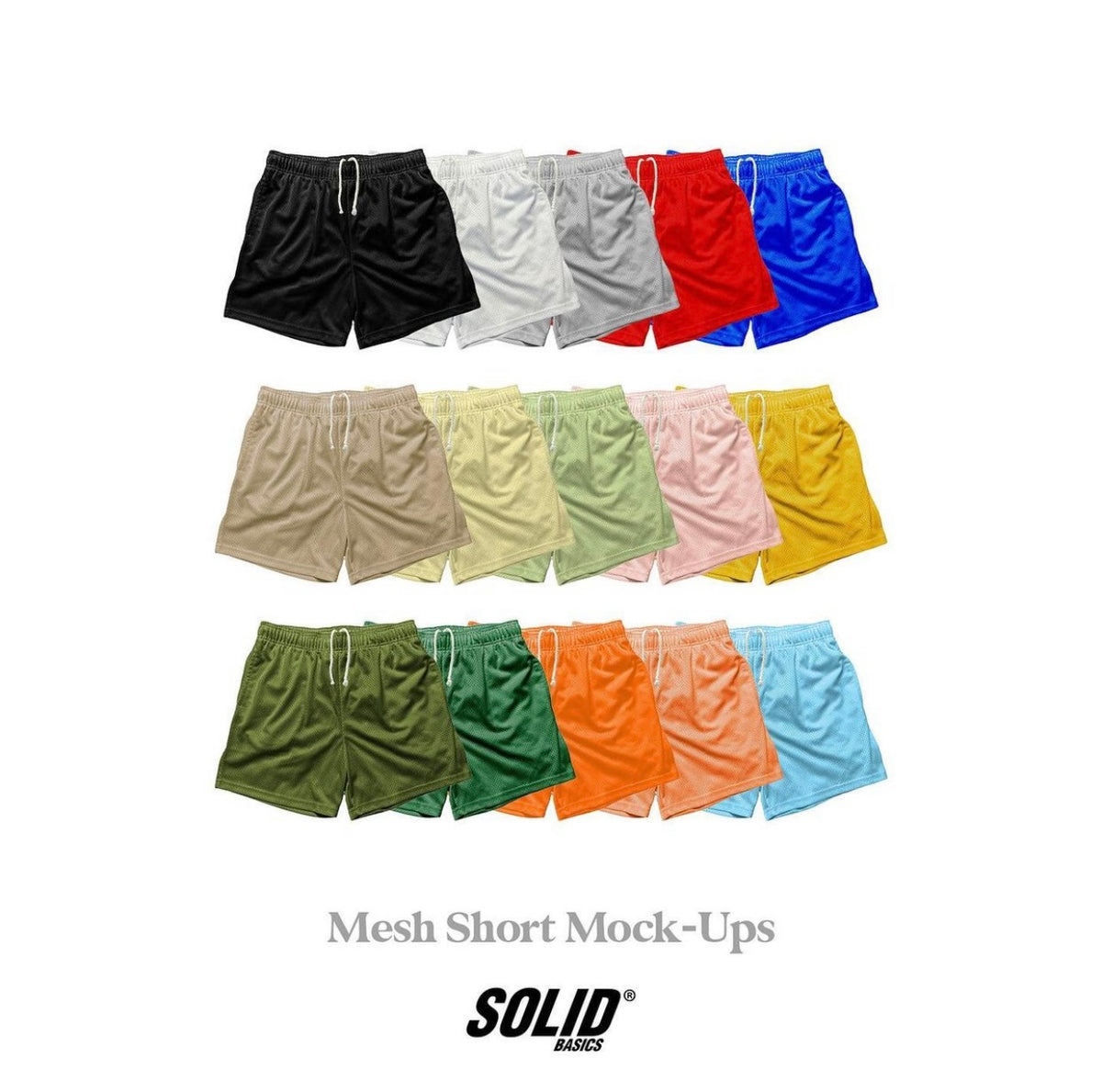 (DIGITAL) Mesh Shorts - Solid Basics (15 Colors) – Embroidery Plug